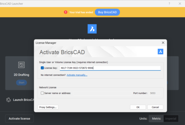 BricsCAD 30-Day Extension Key Activation Procedure - BricsCADPower