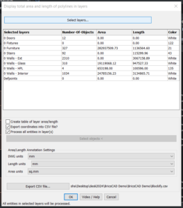 Compute Summed Polyline Areas from Selected Layers: CP_LAYERAREA – CADPower Command - CADPower