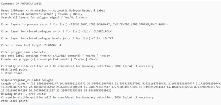 Pick And Create Enclosing Closed Boundary Area Annotation Cp Autopolylabel Cadpower Command