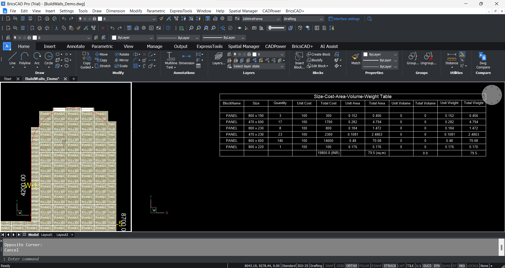 Panel/tile placements in BricsCAD V23: How CADPower automates Quantity ...